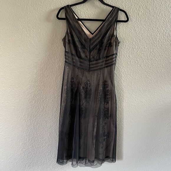 LOFT | Dresses | Ann Taylor Loft Dress Womens 2 Black Lace Midi Sequin ...